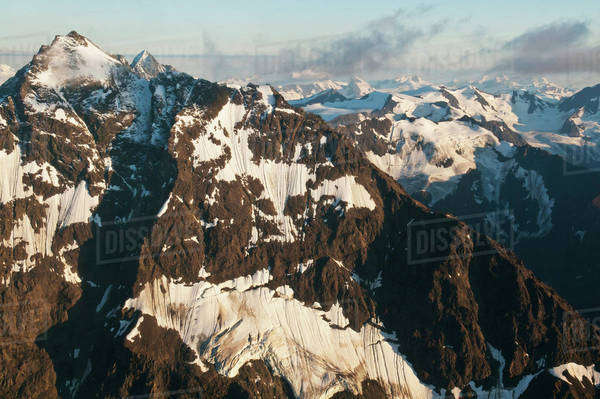 Aerial View Of Mountain Ridges In The Chugach Mountains Near Girdwood ...