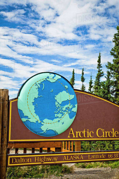 Arctic Circle sign at latitude 66 33 on the Dalton Hwy, Arctic Alaska ...
