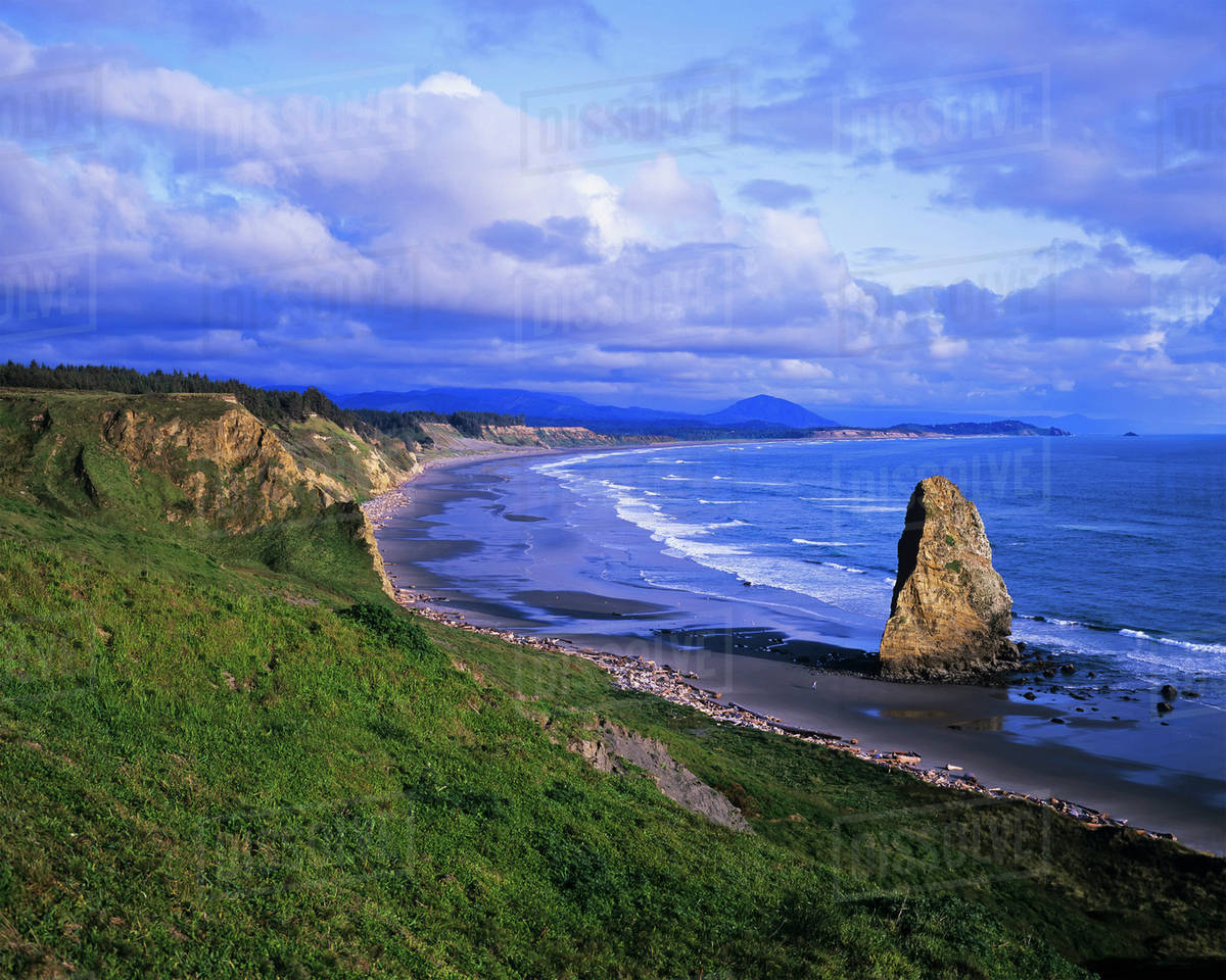The Oregon coast stretches southward from Cape Blanco; Langlois, Oregon ...