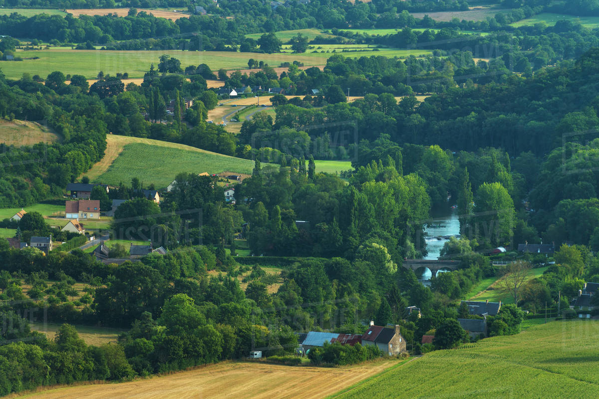 Looking down on the Orne River and Le Vey; Clecy, Swiss Normandy ...