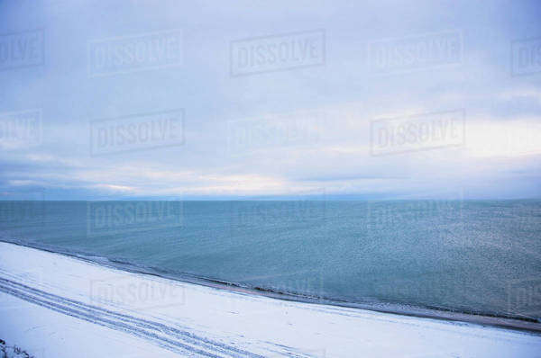 View of the Beaufort Sea off the coast of Barrow at the original town ...