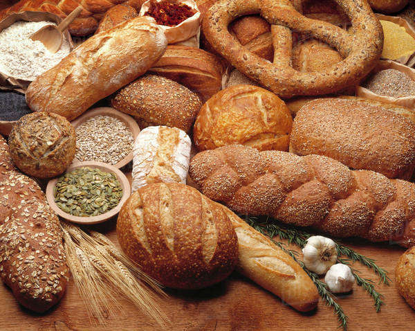 Food - Various types of breads and some of their ingredients. - Stock ...