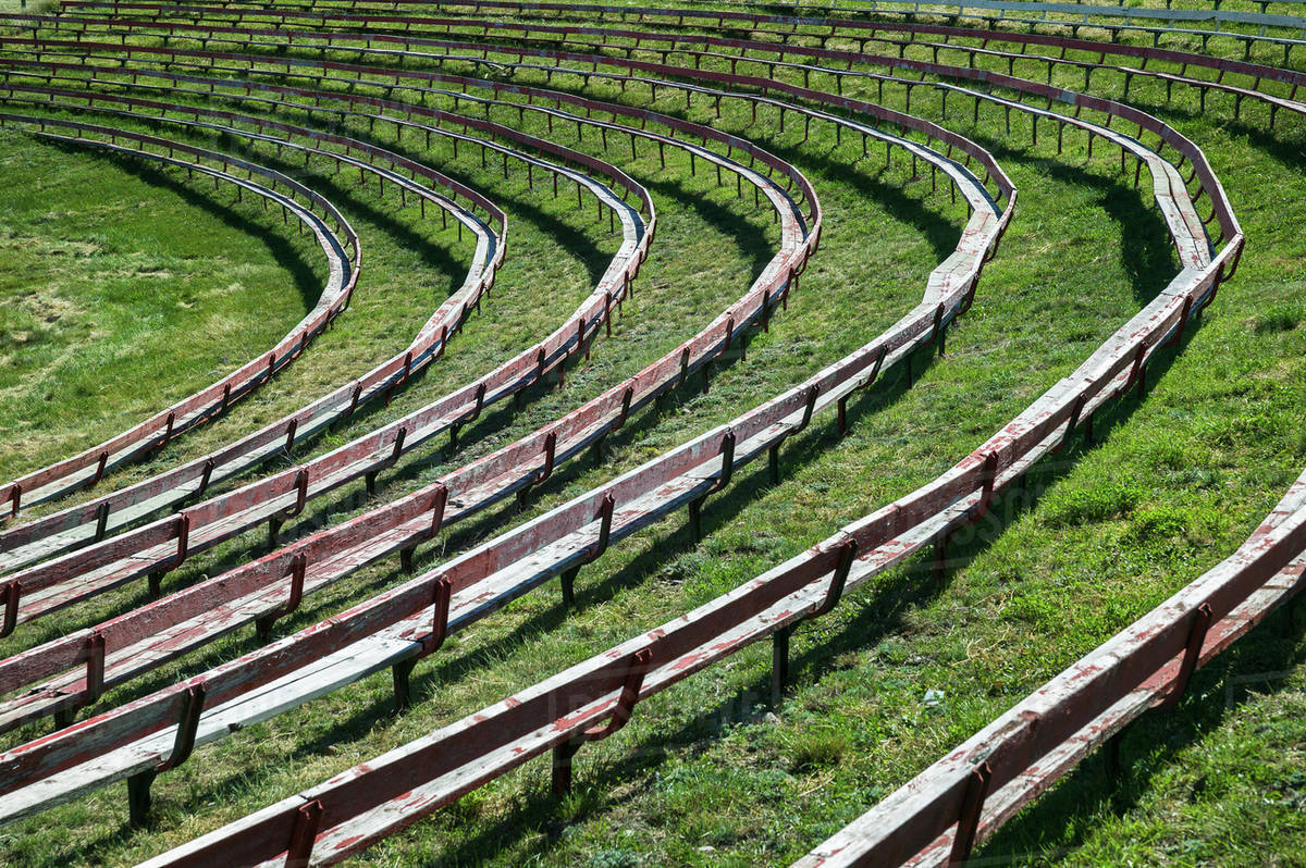 Seats In A Rodeo Ground; Alberta, Canada - Stock Photo - Dissolve