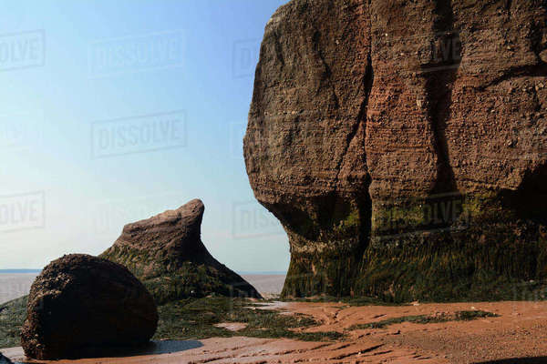 Rocks sculpted by tidal erosion in the Bay of Fundy.; Hopewell Rocks ...
