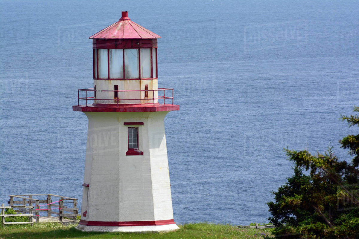 Historic lighthouse, 1874, at Cap Blanc on the Gaspe Peninsula.; Cap ...