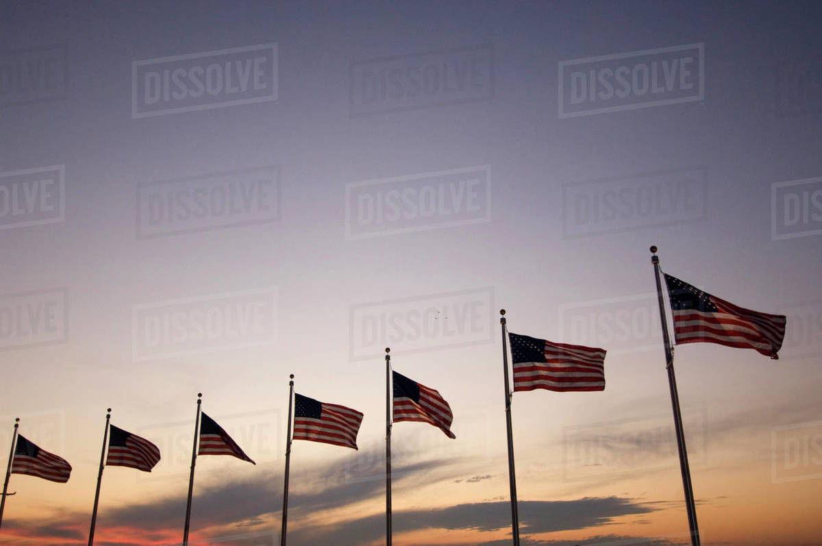 American flags on the Mall in Washington DC, USA; Washington, District ...