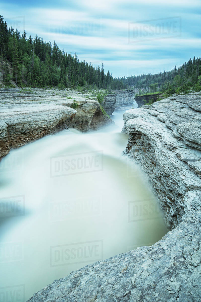 The Trout River flows over whittaker Falls on this one minute exposure ...