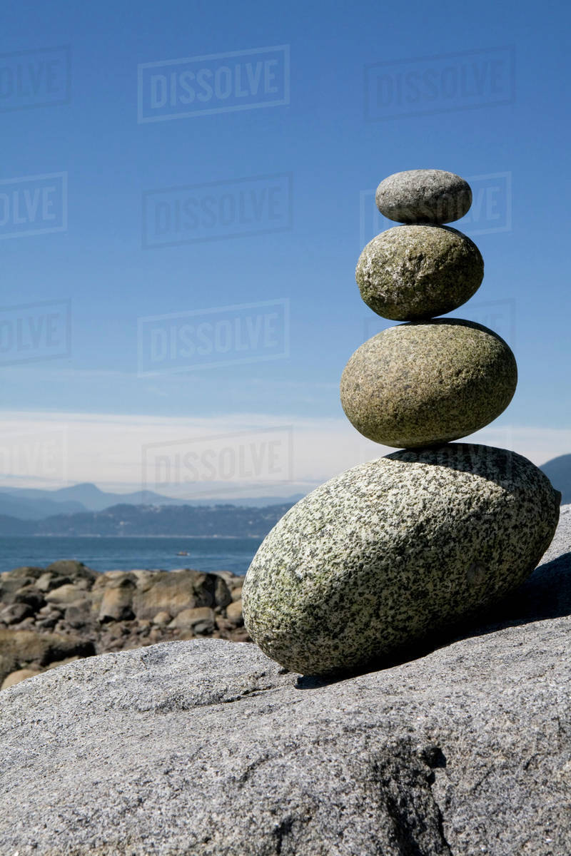 Rocks Stacked On Beach, English Bay, Vancouver Bc - Royalty-free Stock ...