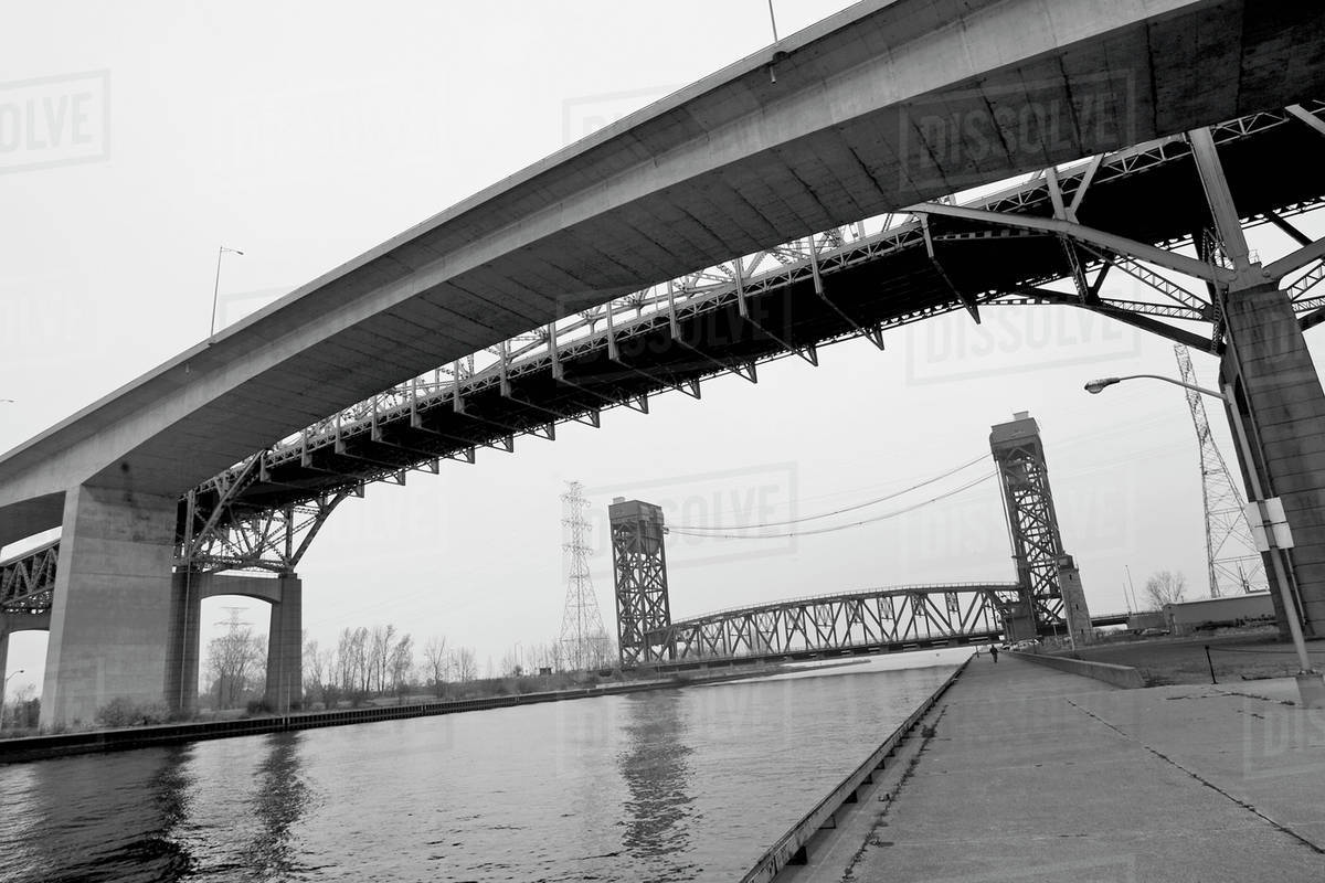 Hamilton, Ontario Skyway Bridge And Lift Bridge - Royalty-free Stock ...