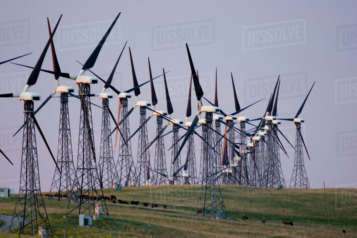 Windmills Used To Generate Electrical Power At Cowley Ridge In Southern ...