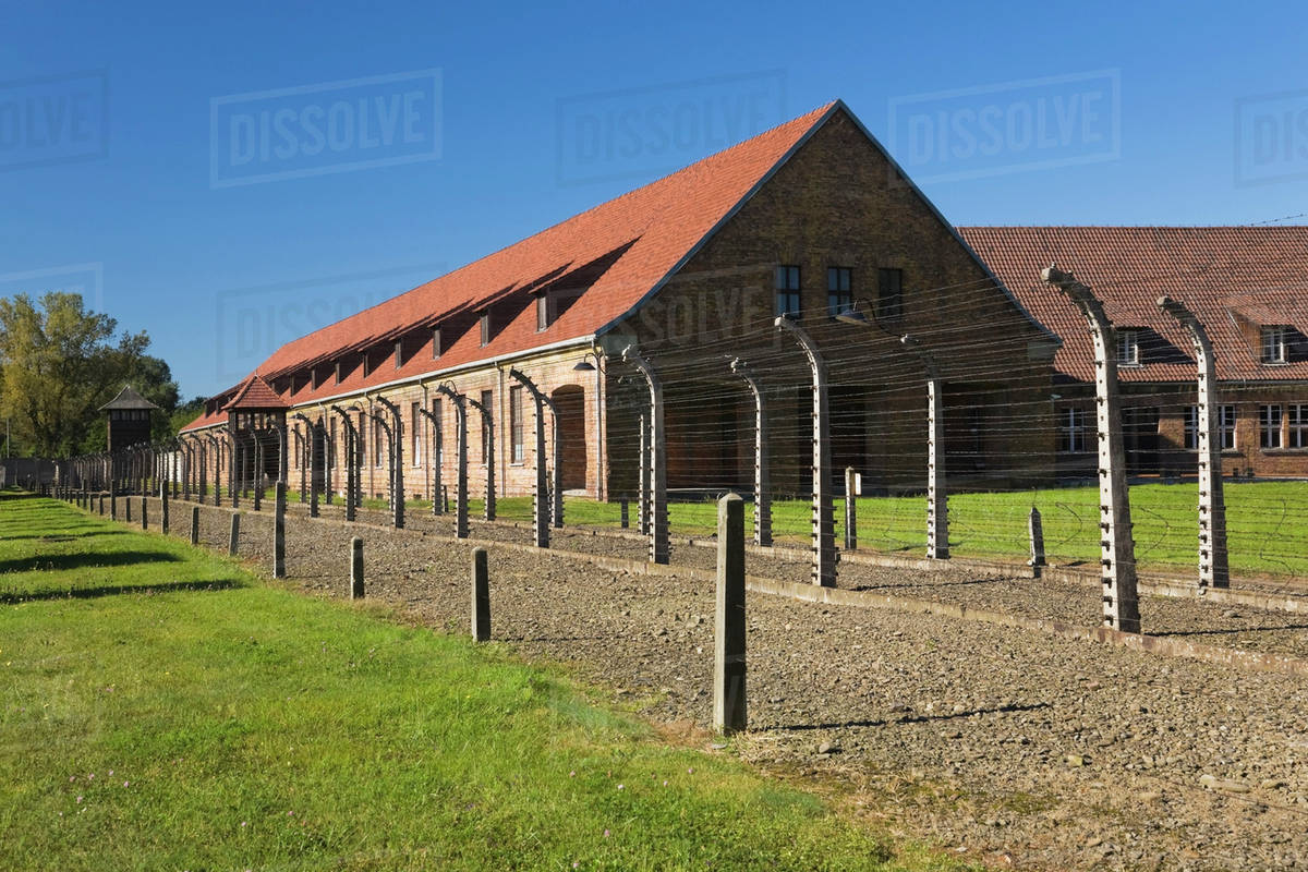 Barb Wire Fences And Buildings Inside The Auschwitz I Former Nazi ...