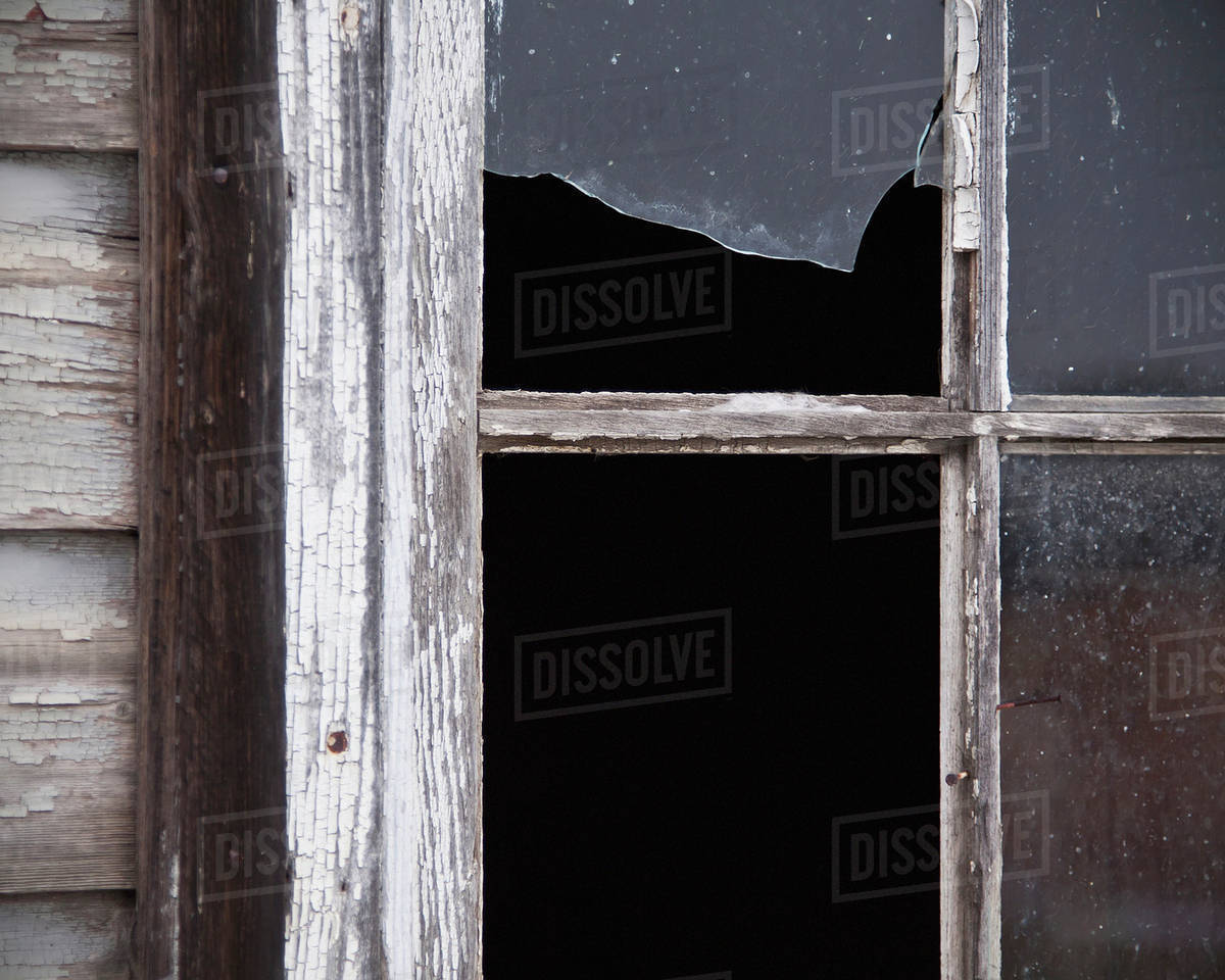 Broken Barn Window; Parkland County, Alberta, Canada - Royalty-free ...