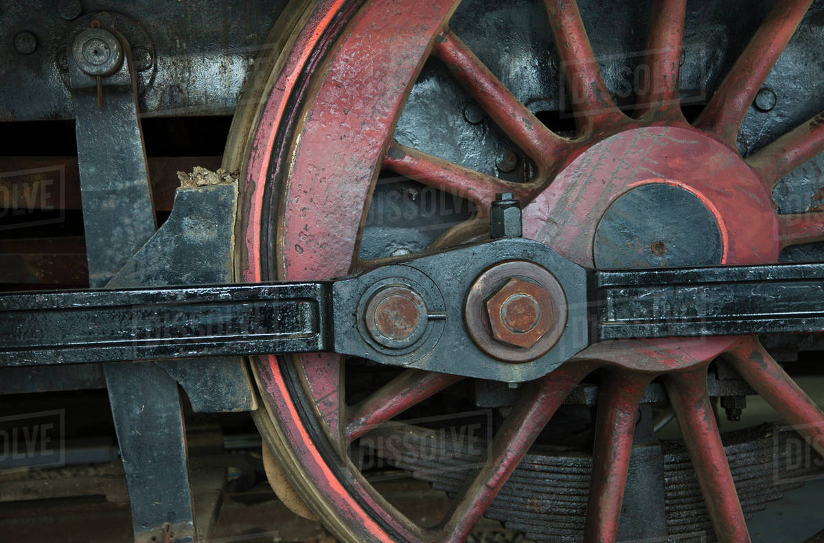 An Old Train Wheel; Shildon, Durham, England - Stock Photo - Dissolve