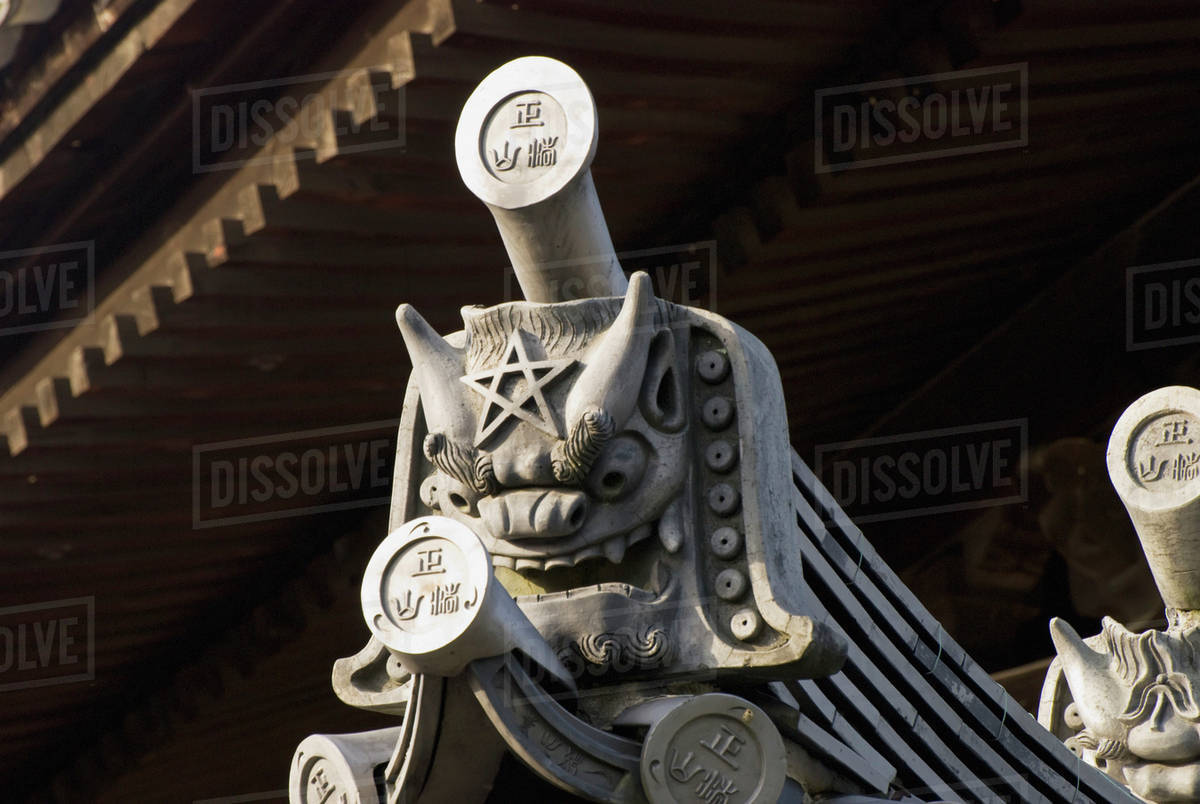 Japanese temple roof edge and gargoyle;Kyoto japan - Royalty-free Stock ...