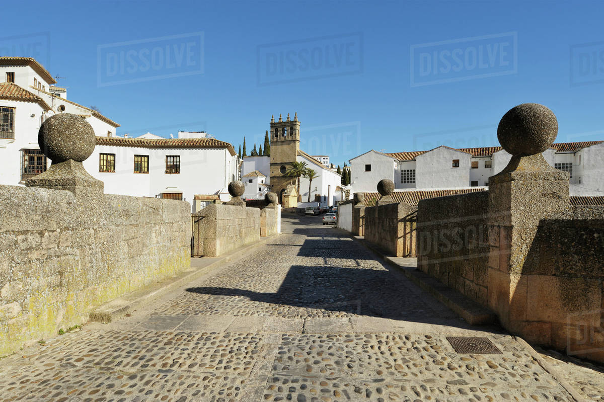 16th century puente viejo (old bridge) entrance to the old city;Ronda ...