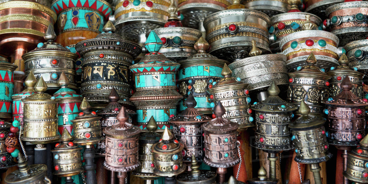 Ornate colourful traditional chinese items;Lhasa xizang china - Stock ...