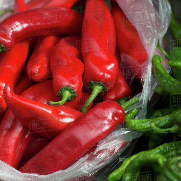 Red chilli peppers in a bag;Lhasa xizang china - Royalty-free Stock ...