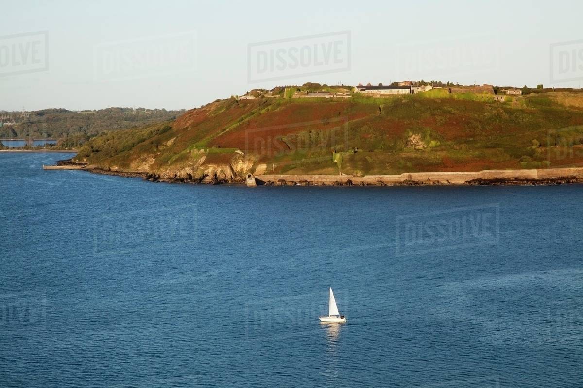Sailboat In Harbour; Cork Harbour, County Cork, Ireland - Royalty-free ...