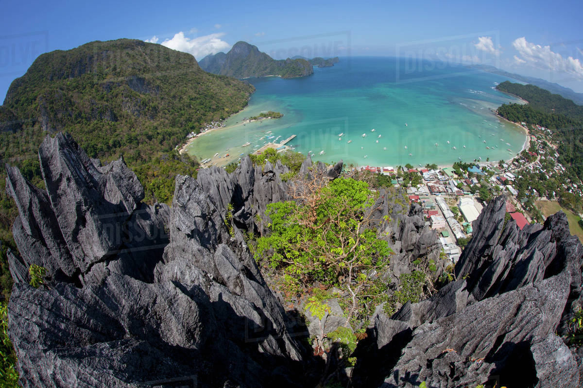 An Aerial Fisheye View From The Top Of Sharp Limestone Spires ...