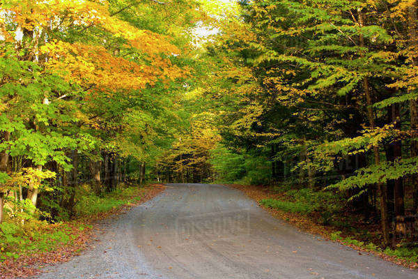 Country Road In Autumn Colours; West Bolton, Quebec, Canada - Stock ...