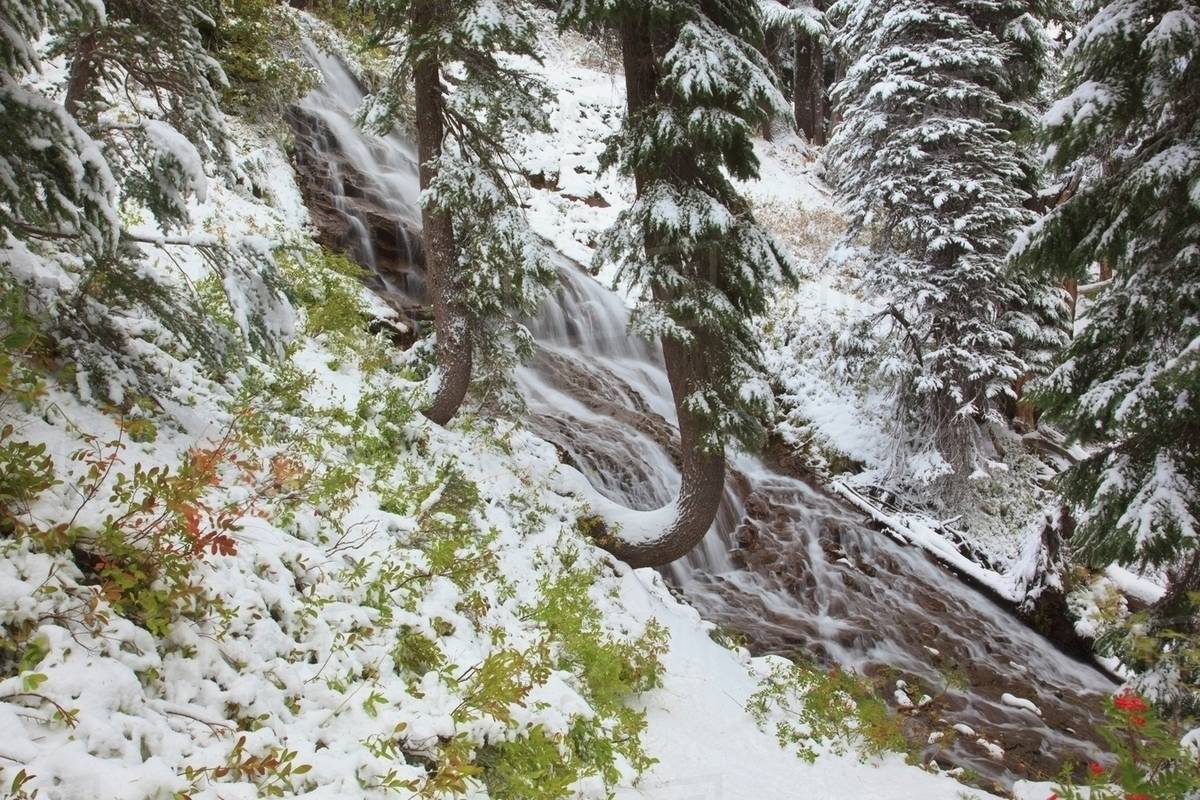 Oregon Cascades, Oregon, United States Of America; First Snow Fall ...
