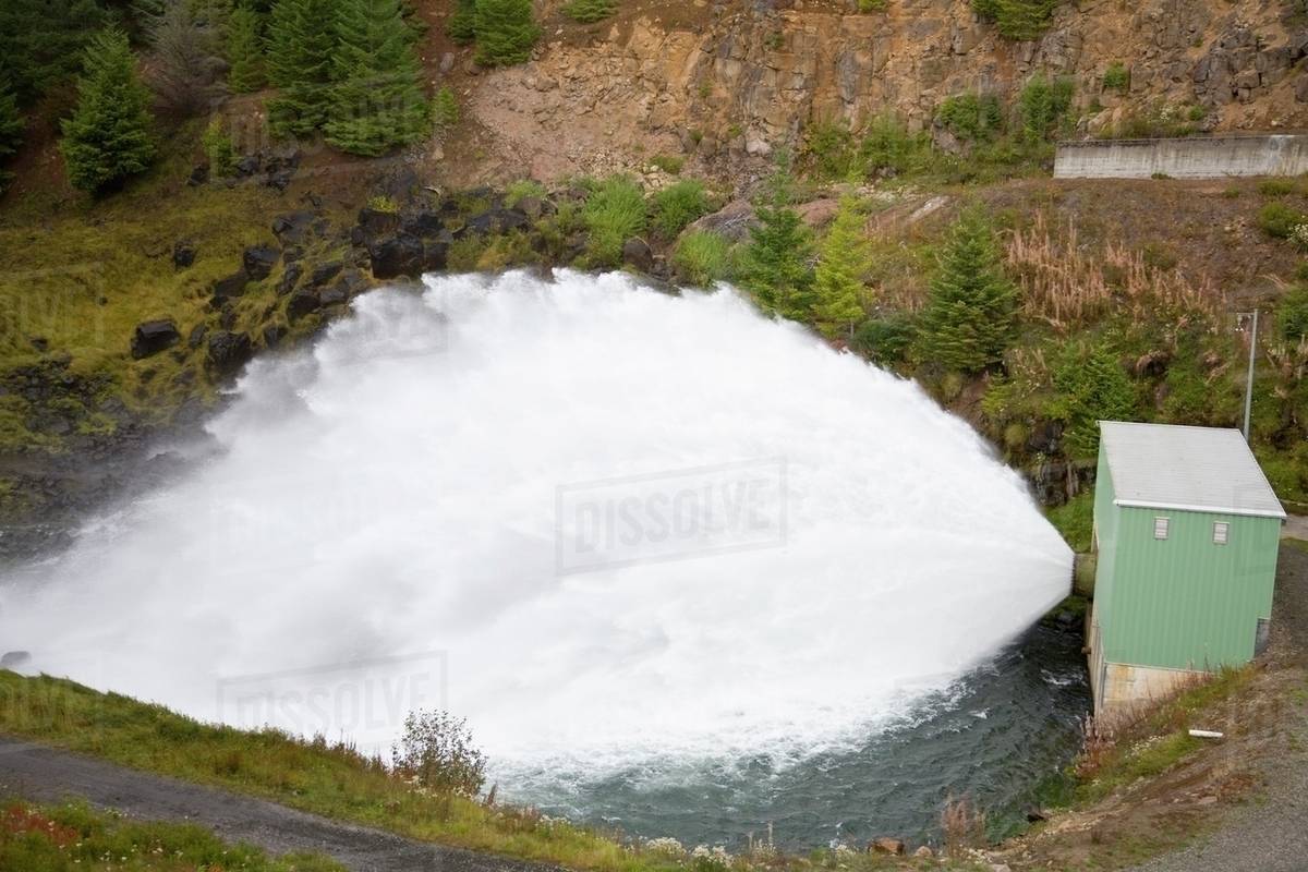 Oregon, United States Of America; Water Released From A Dam On Mount ...