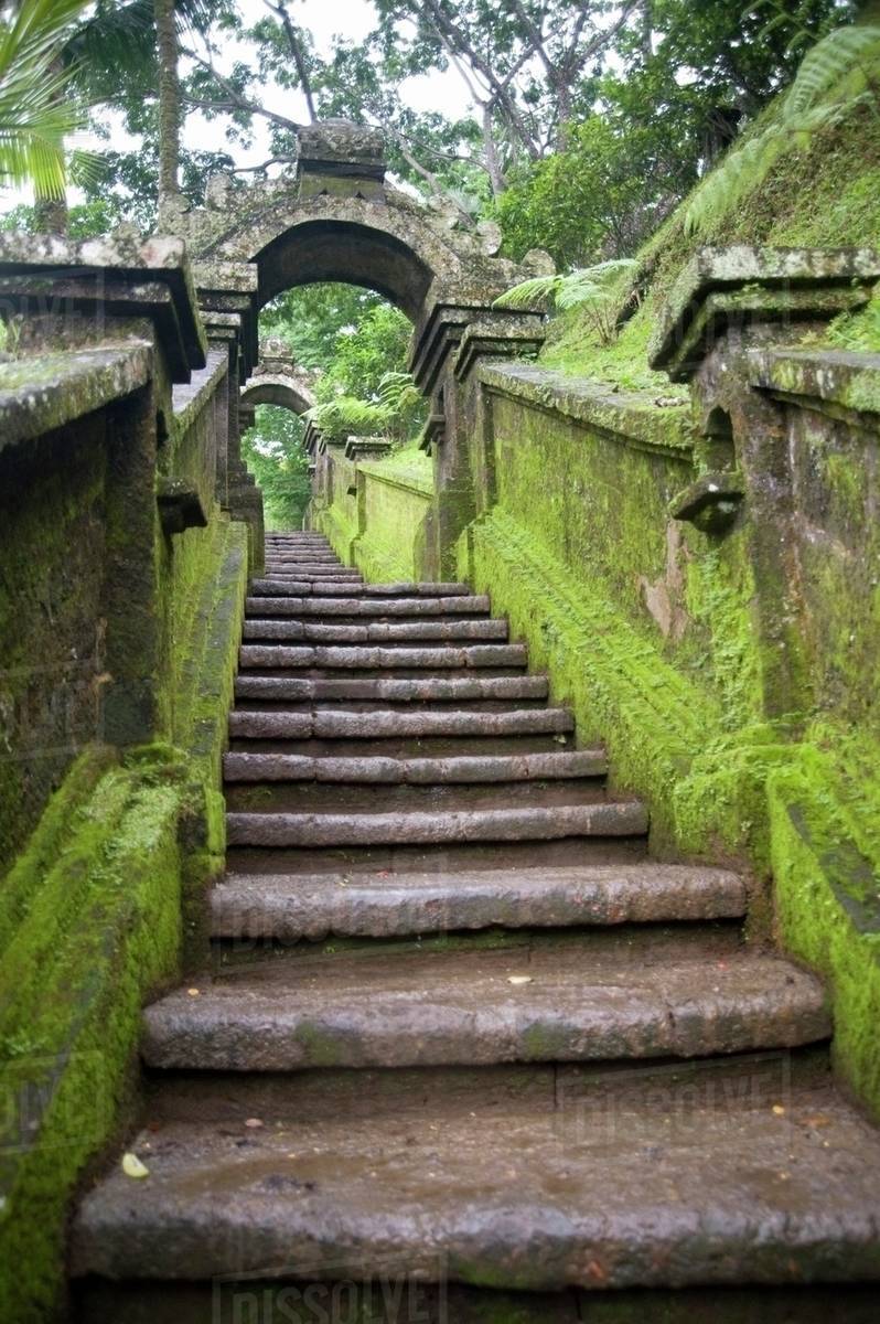 Bali, Indonesia; Stone Staircase - Stock Photo - Dissolve