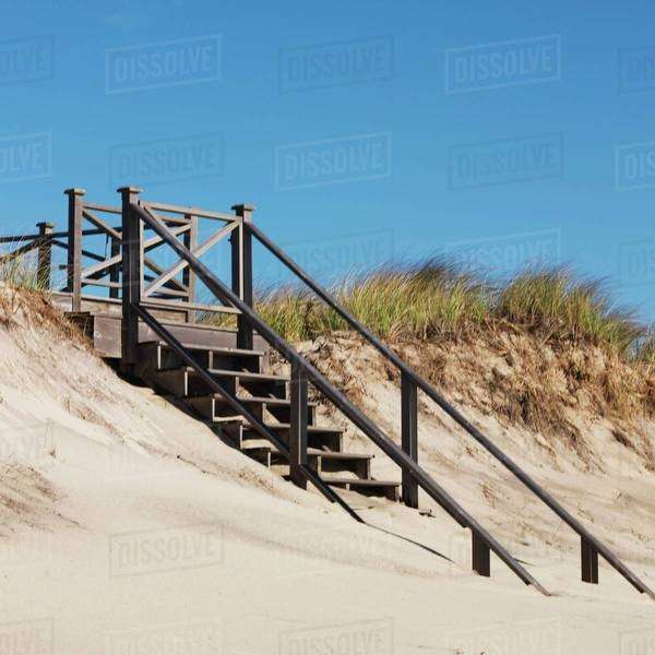 Steps To Beach, Sag Harbor, New York, Usa - Stock Photo - Dissolve