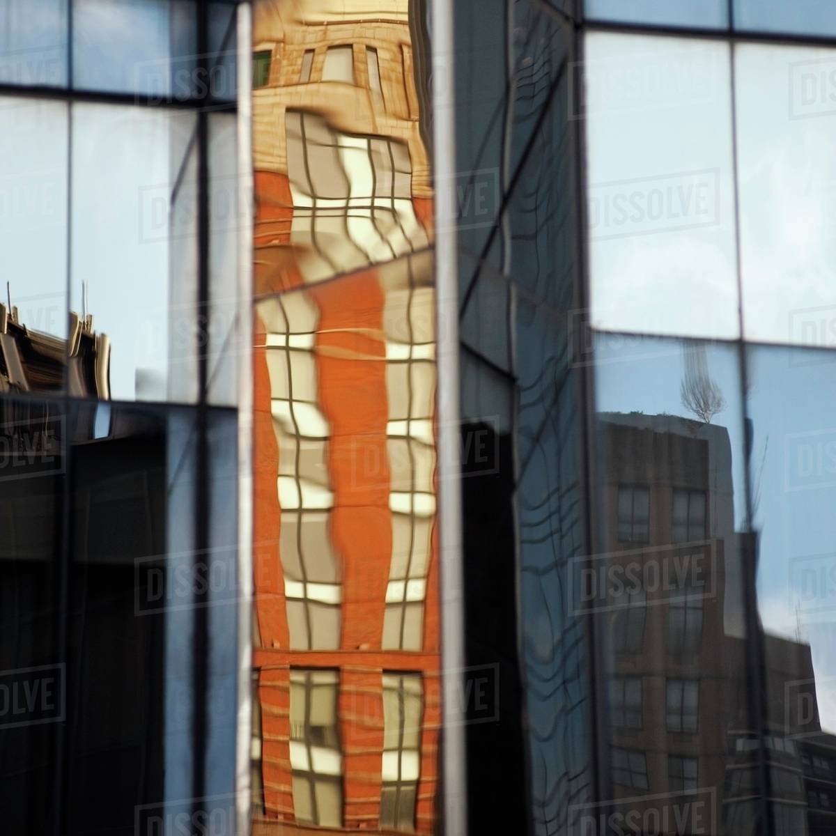 Mirrored Building With Reflection Of Another Building - Royalty-free ...