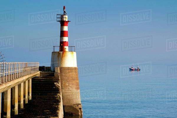 Lighthouse, Amble, Northumberland, England - Stock Photo - Dissolve