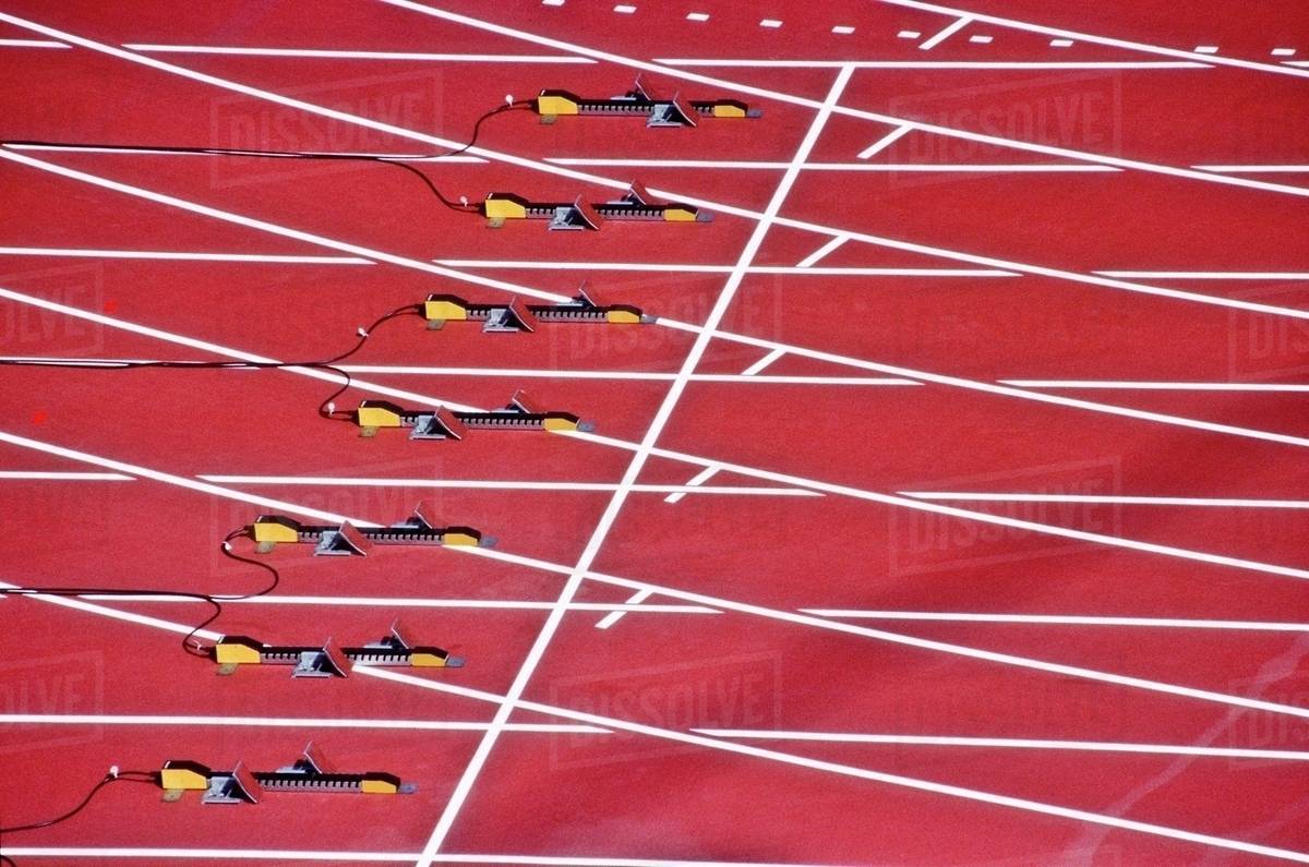 Row Of Starting Blocks - Royalty-free Stock Photo | Dissolve