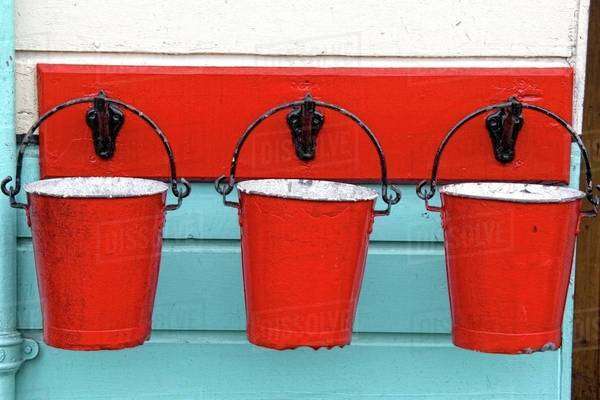 Three Red Buckets - Stock Photo - Dissolve