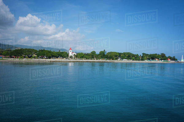Looking back onto central Dili from the water; Dili, Timor-Leste ...