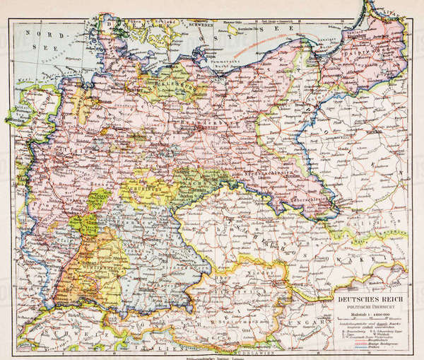 Map Of Germany Between World War One And World War Two. From Meyers ...