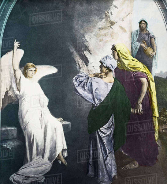 A Hand Coloured Magic Lantern Slide Circa 1900.he Is Not Here, He Has ...