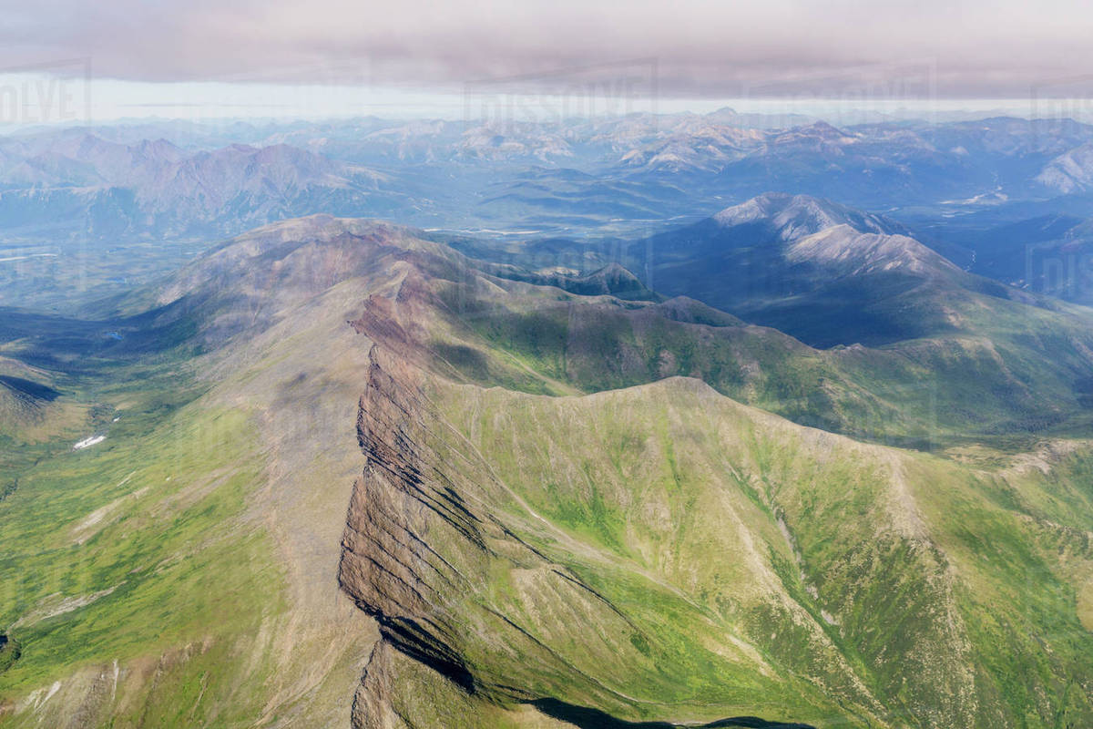Aerial View Of Mountain Ridges In The Brooks Range; Alaska, United ...