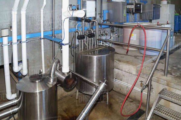 Milk Filter System In Dairy; Dewdney, British Columbia, Canada - Stock ...