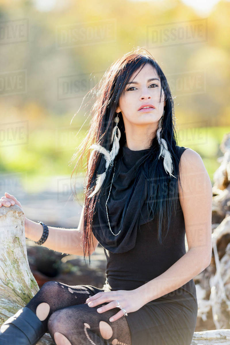 A Young Aboriginal Female Model Looks At The Camera In A Concentrated ...