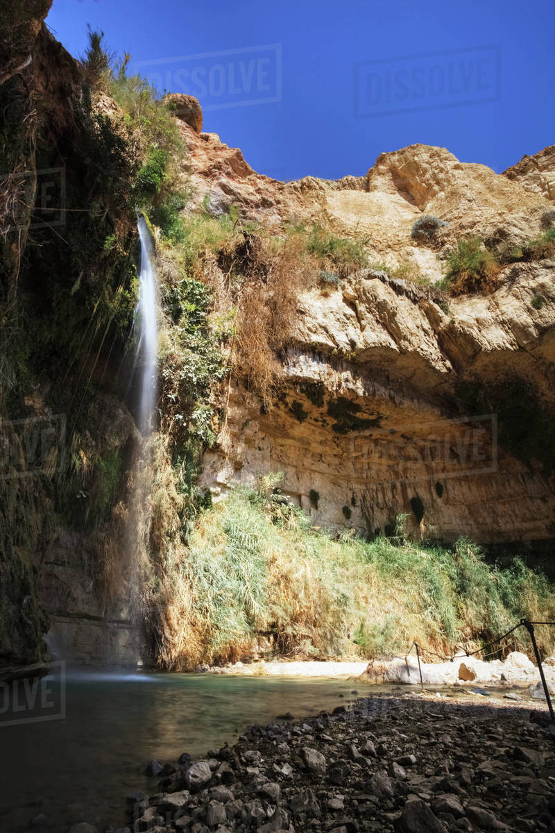 Water Flowing Out Of A Rock Cliff; Israel - Royalty-free Stock Photo ...