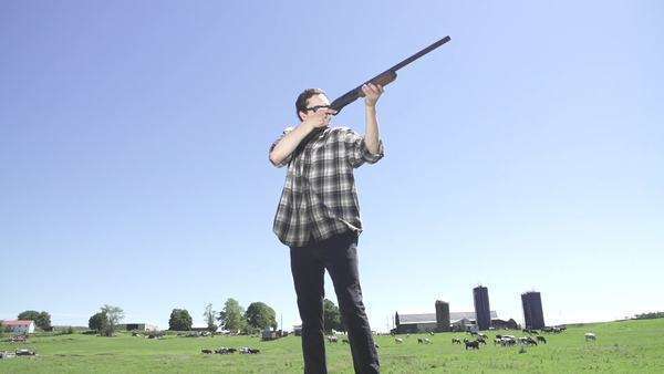 Wide shot of a man aiming with a rifle - HD Royalty-free Stock Video ...