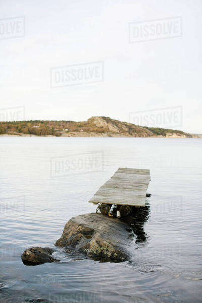 Wood floating on water in lake - Stock Photo - Dissolve