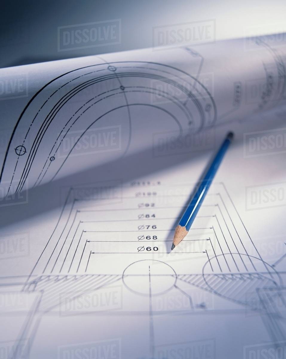 Engineering drawing and pencil - Royalty-free Stock Photo | Dissolve