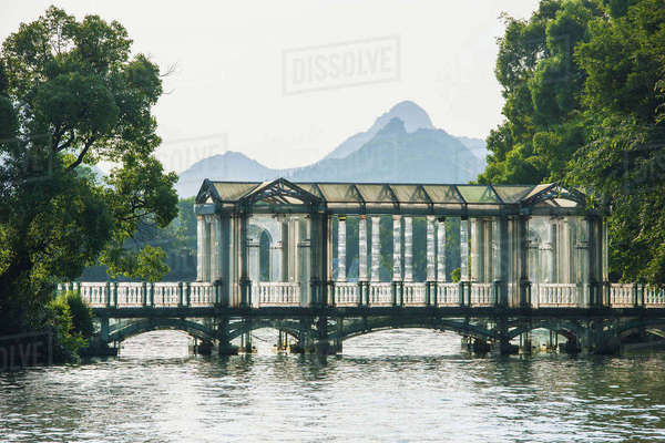 The glass bridge at Banyan lake in Guilin, Guangxi, China - Stock Photo ...