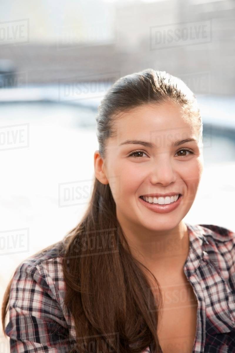 Close up of womans smiling face - Royalty-free Stock Photo | Dissolve
