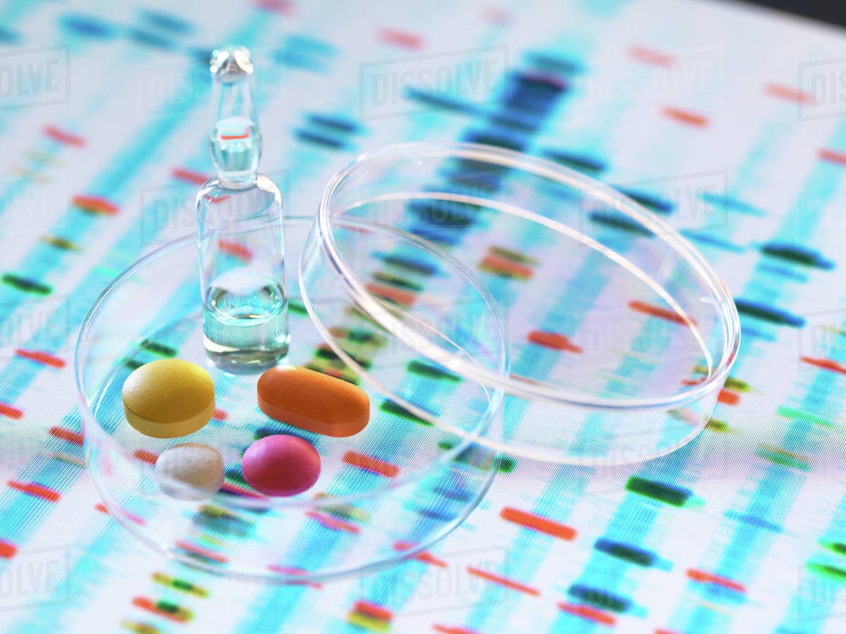 Pharmaceutical research developing genetic medicine, illustrating how ...
