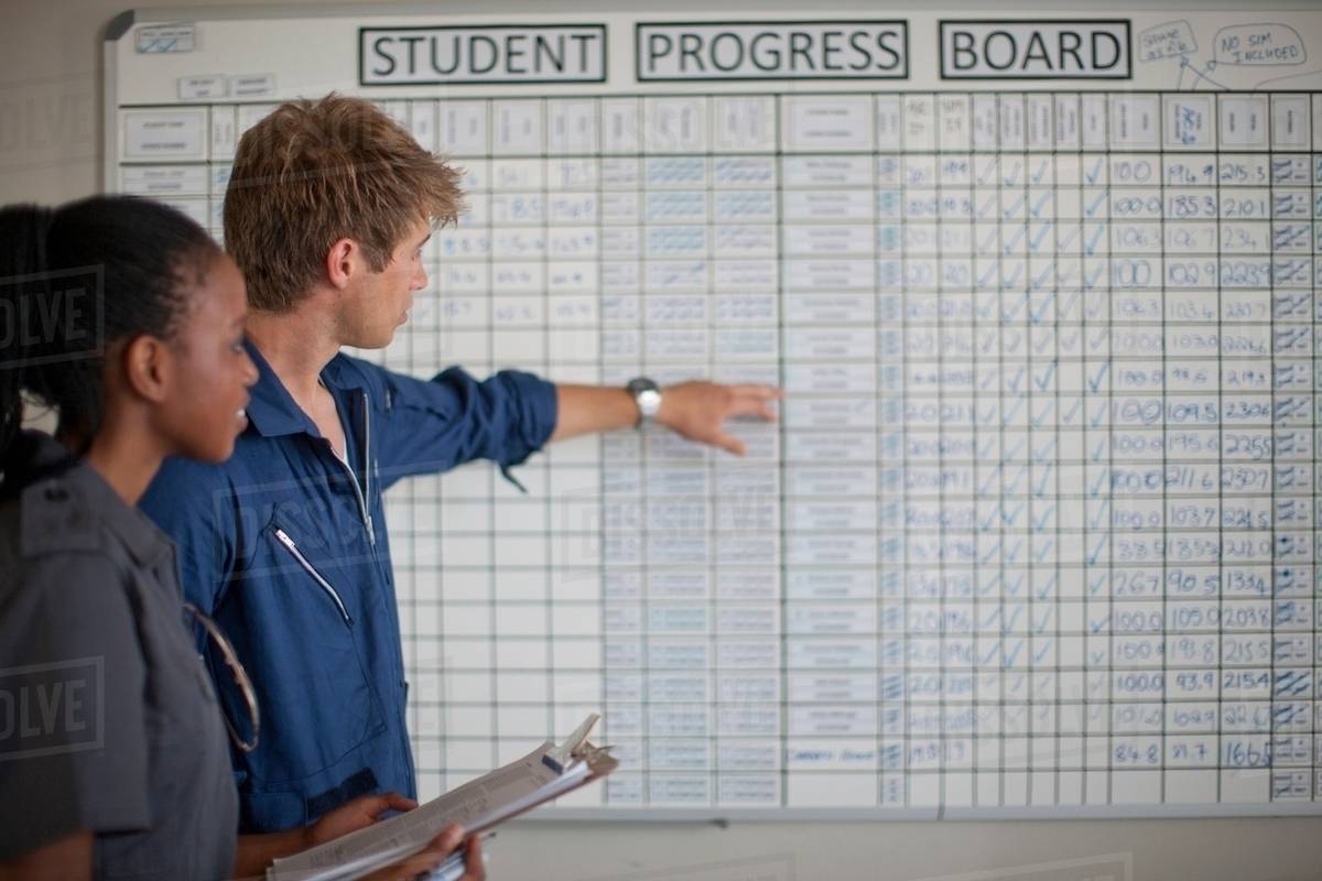 Student pilots checking progress board - Royalty-free Stock Photo ...