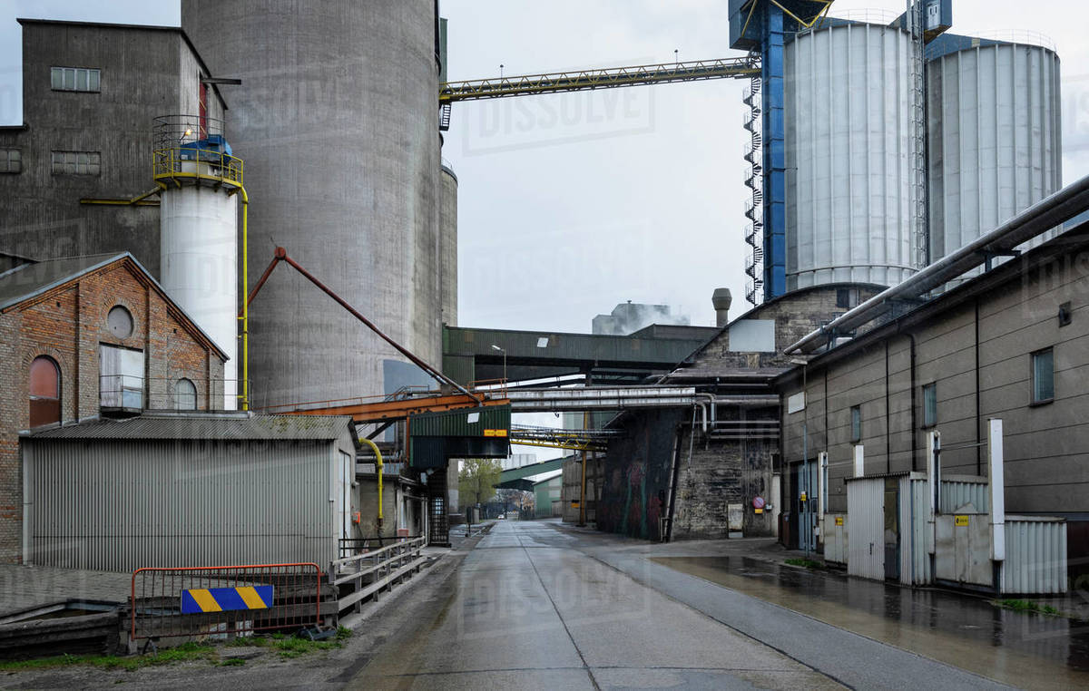 Public road runs through vast cement factory, Slite, Gotlands Lan ...