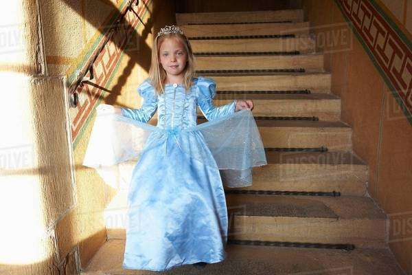 Princess climbing down the stairs - Stock Photo - Dissolve