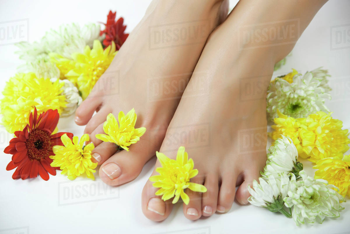 Woman with flowers between her toes, cropped - Royalty-free Stock Photo ...