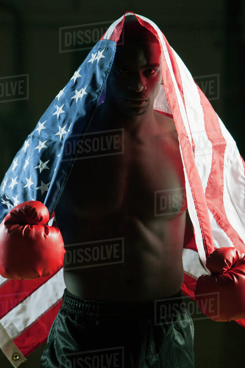 Boxer wearing American flag - Royalty-free Stock Photo | Dissolve